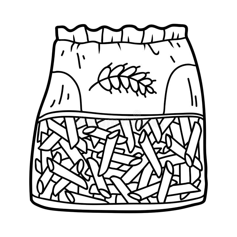 Coloring Book, Penne Pasta in Bag Stock Vector - Illustration of chefs ...