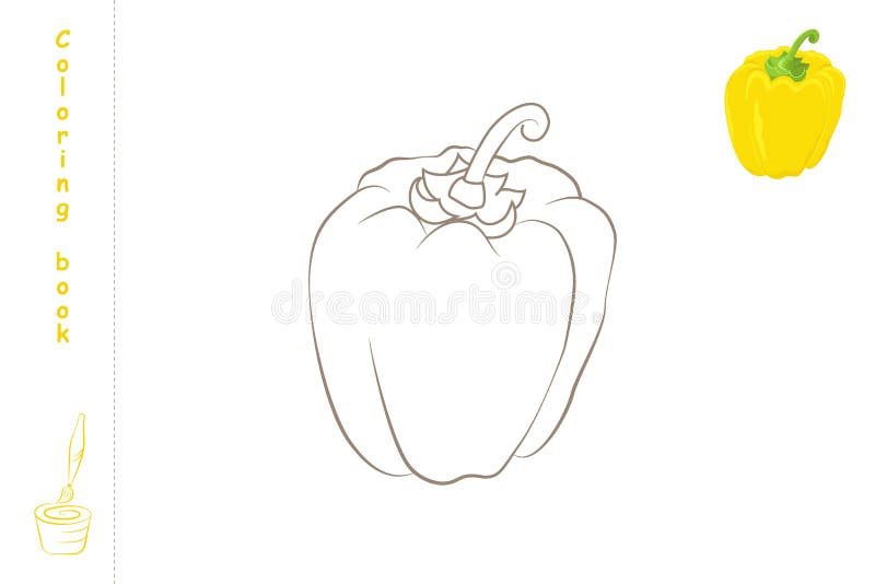 Coloring Book Pepper with Example Stock Vector - Illustration of ...