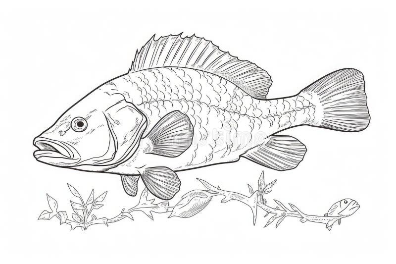 Coloring Book Perch Fish. Generate Ai Stock Illustration - Illustration ...