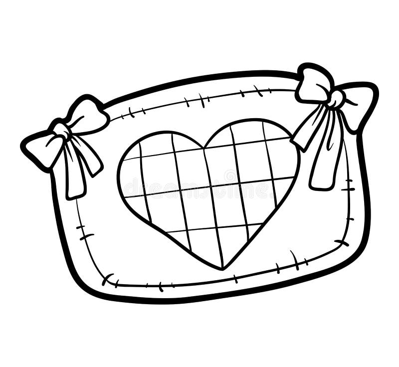 Coloring book, Pillow stock vector. Illustration of heart - 85473065