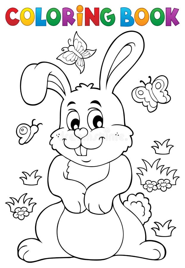 Coloring Book Rabbit Theme 7 Stock Vector - Illustration of fauna ...