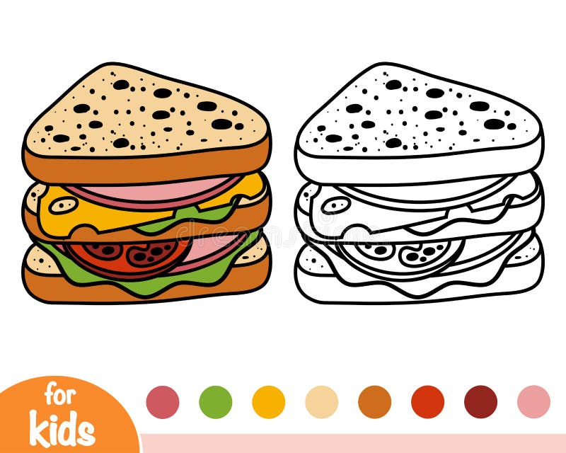 Coloring book, Sandwich stock vector. Illustration of activity - 122811172