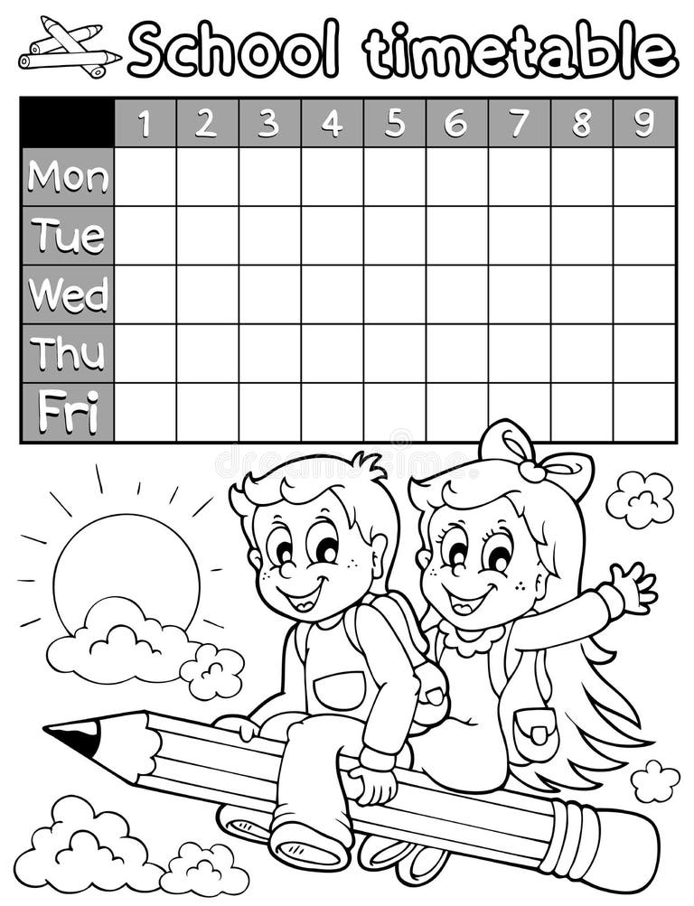 School Timetable Coloring Stock Illustrations – 57 School Timetable ...