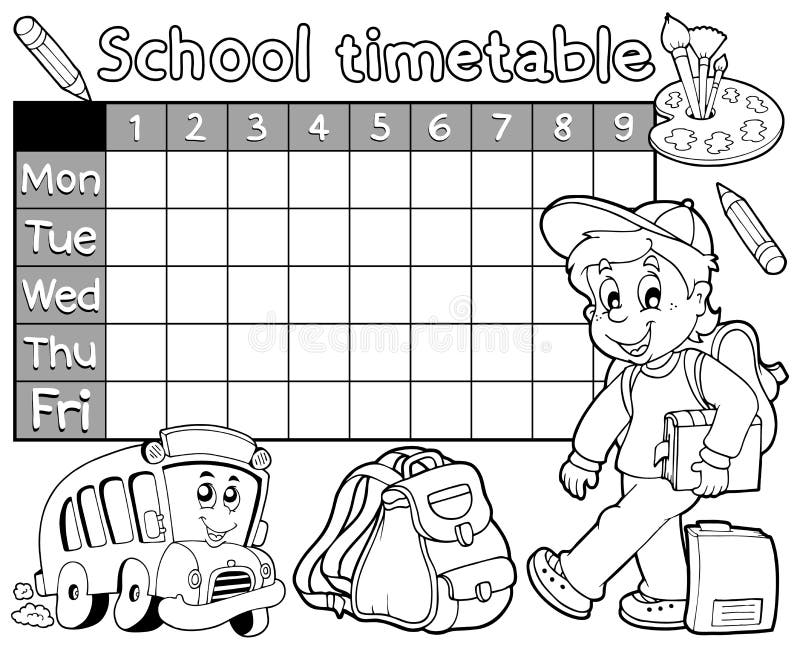 Coloring Book School Timetable 1 Stock Vector - Illustration of ...