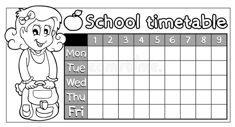 Coloring Book School Timetable 8 Stock Vector - Illustration of ...