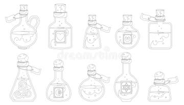 Coloring Page Potion Bottles Stock Illustrations – 31 Coloring Page ...