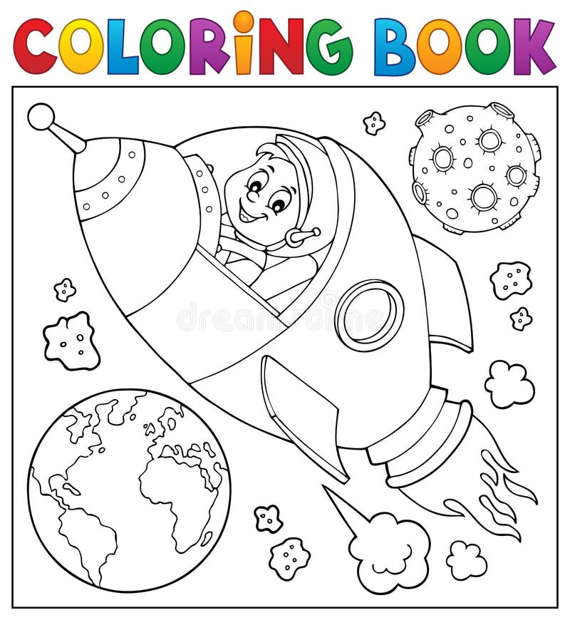 Coloring Book Space Theme 2 Stock Vector - Illustration of outline ...