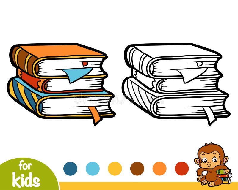 Coloring Book, Stack of Books Stock Vector - Illustration of activity ...
