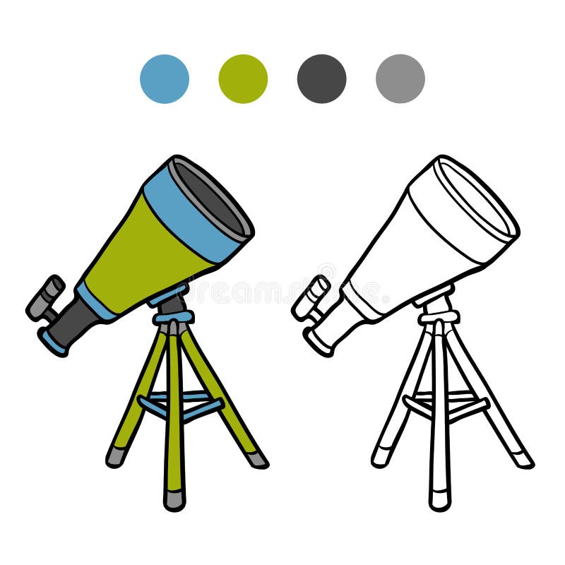 Coloring book, Telescope stock vector. Illustration of color - 93684592
