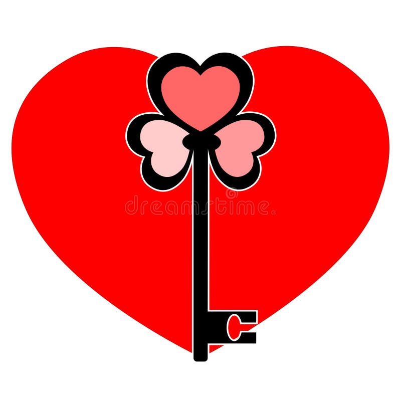 Heart and Key Vector Illustration. Isolated on White. Valentines Day ...