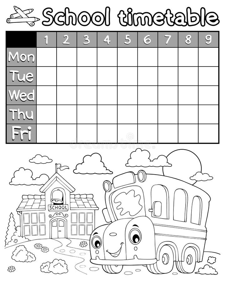 Coloring Book Timetable Topic 8 Stock Vector - Illustration of schedule ...