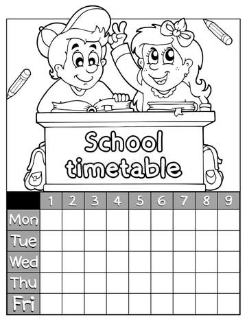 School Timetable Coloring Stock Illustrations – 57 School Timetable ...