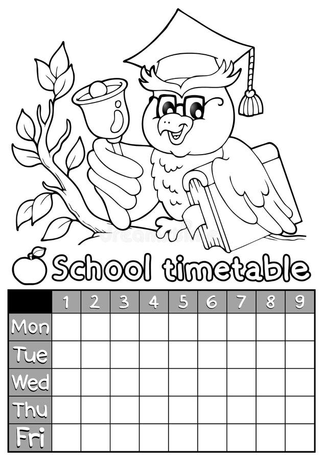 Coloring Book Timetable Topic 4 Stock Vector - Illustration of ...