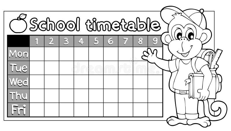 Coloring Book Timetable Topic 6 Stock Vector - Illustration of outline ...