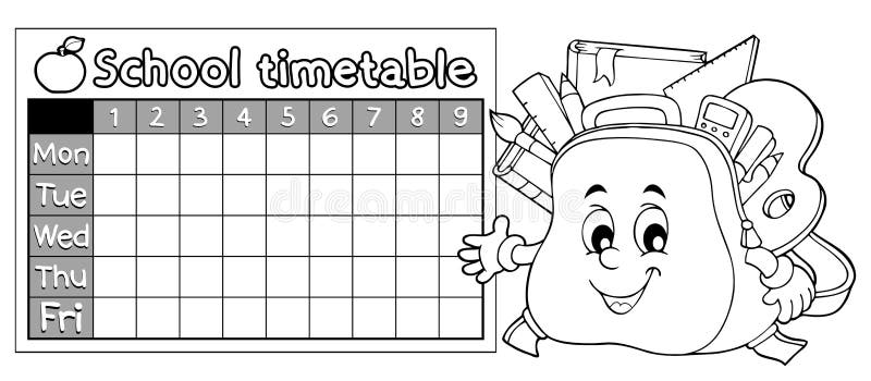 School Timetable Coloring Stock Illustrations – 49 School Timetable ...