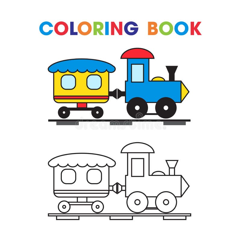 Coloring Book the Train with a Wagon for the Kids Stock Vector ...