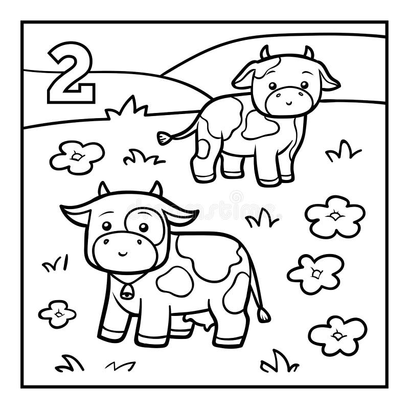 Coloring book, Two cows stock vector. Illustration of domestic - 135798772
