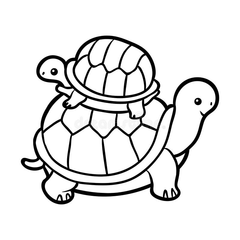 Coloring Book, Two Tortoises Stock Vector - Illustration of adorable ...