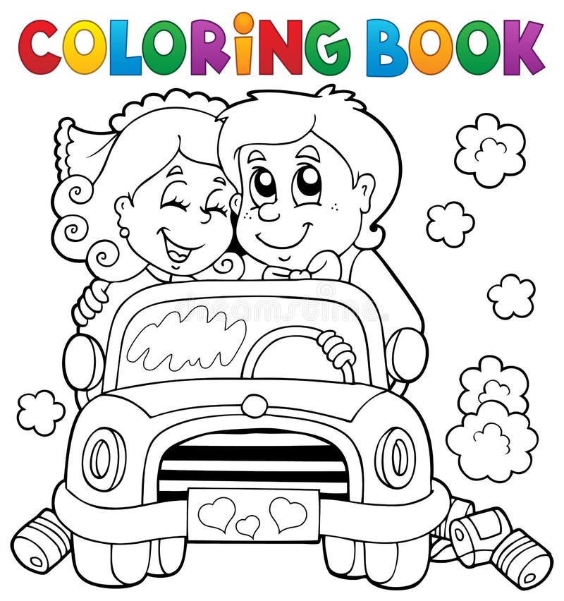 Coloring book wedding car stock vector. Illustration of beautiful ...