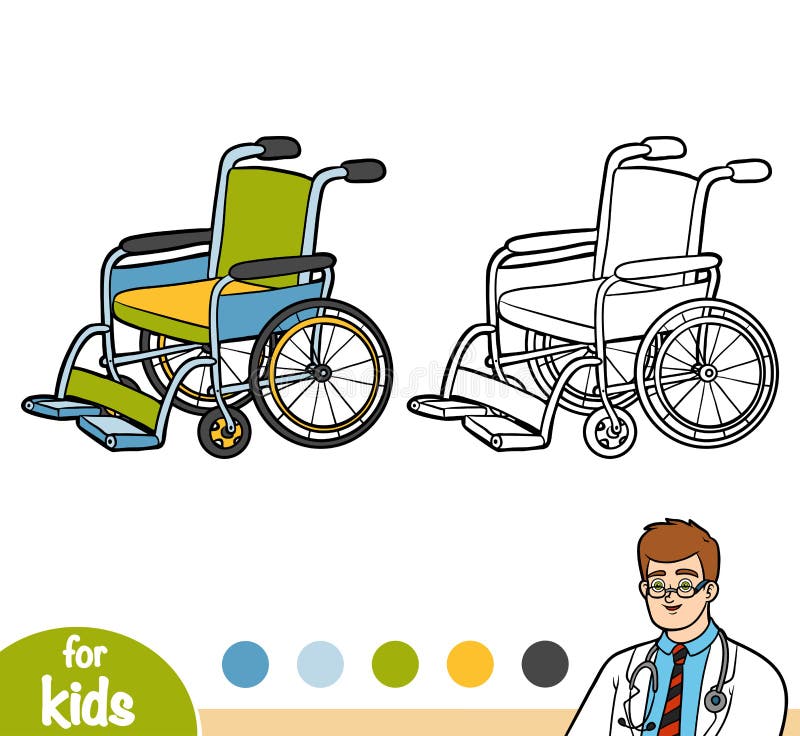 Coloring book, Wheelchair stock vector. Illustration of health - 105112623