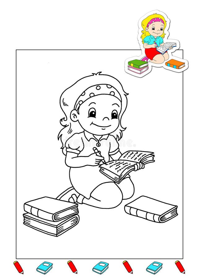 Coloring Book of the Works 28 - Writer Stock Illustration ...