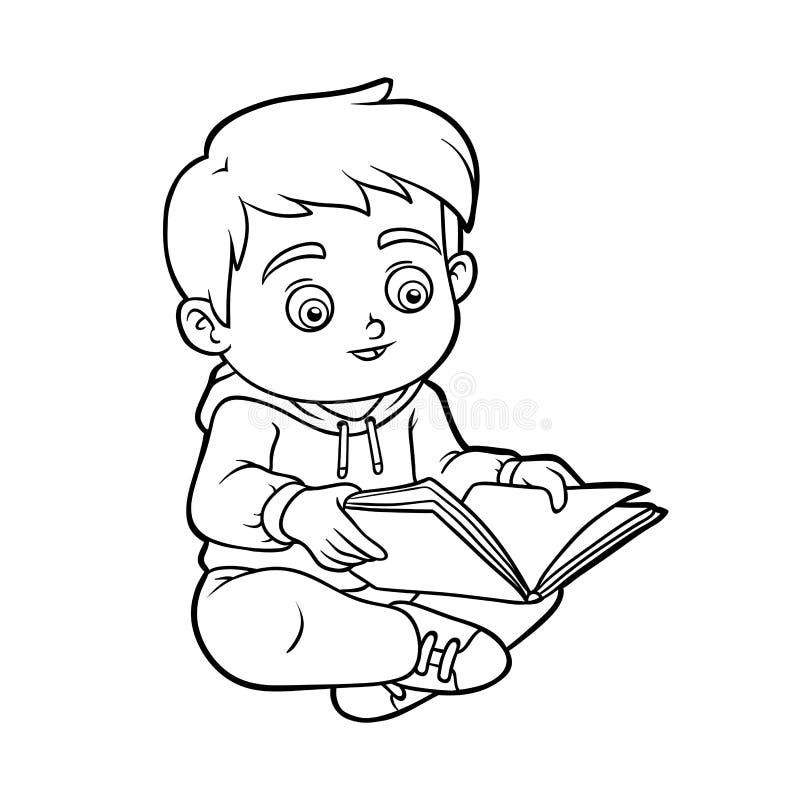 Children Reading Outline Stock Illustrations – 1,913 Children Reading ...