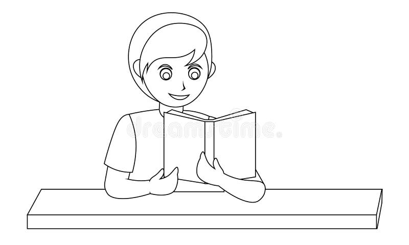 Coloring boy reading stock image. Illustration of educatiom - 241904023