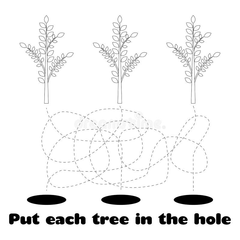 Coloring for Children with Trees Stock Vector - Illustration of vector ...