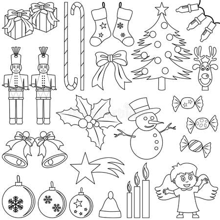 Coloring Christmas Elements Stock Vector - Illustration of balls, candy ...