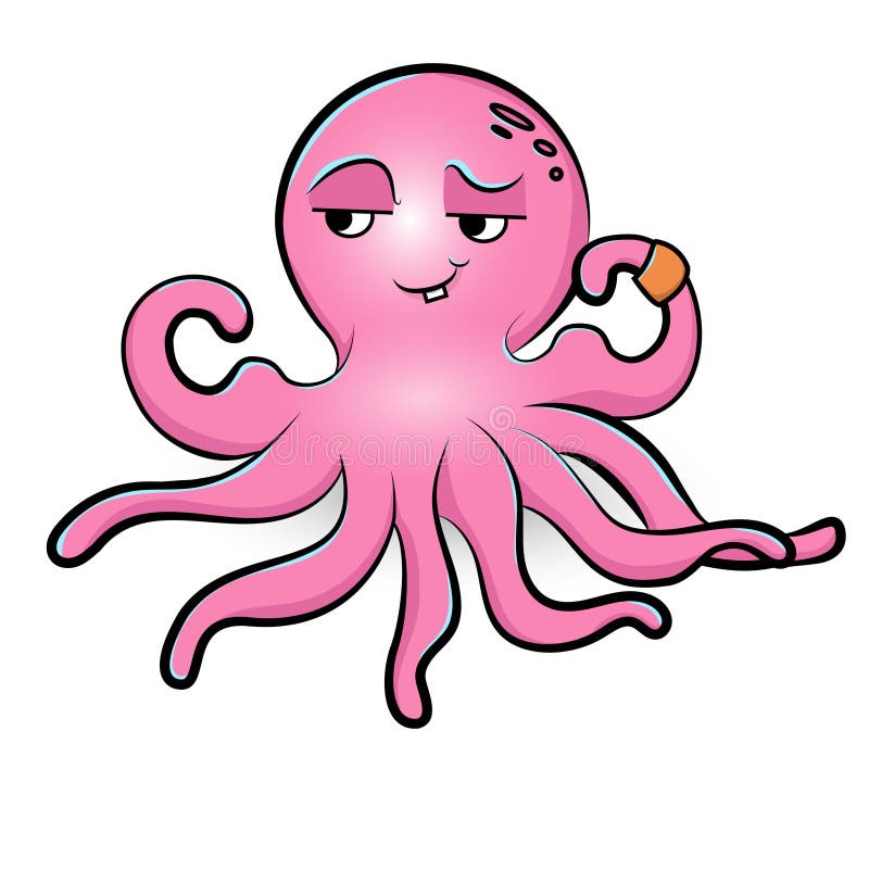 Coloring Cute Octopus. Cartoon Stock Illustration - Illustration of ...