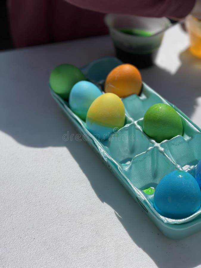 Getting Easter Eggs Ready for Easter Stock Photo - Image of color, teal ...