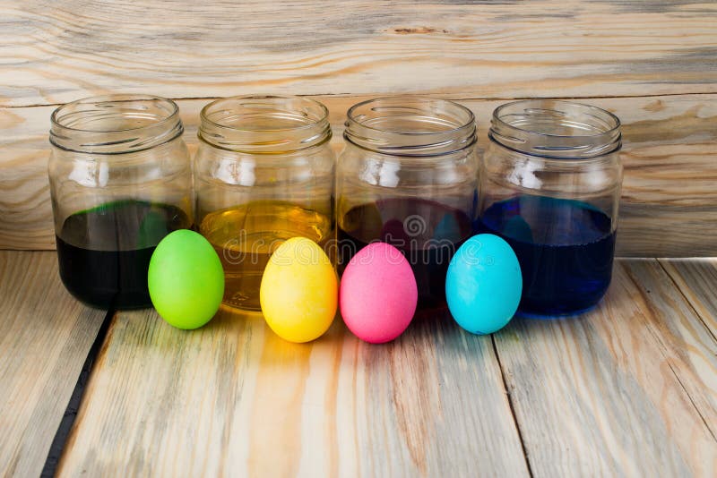 Coloring Eggs in Bright Colors for Easter Holiday Stock Photo - Image ...