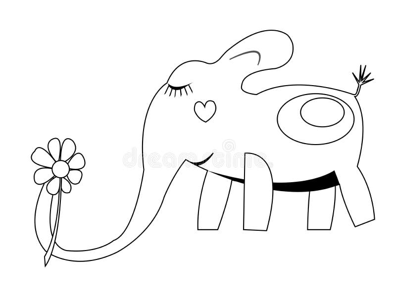 Coloring with elephant stock vector. Illustration of cartoon - 60020103