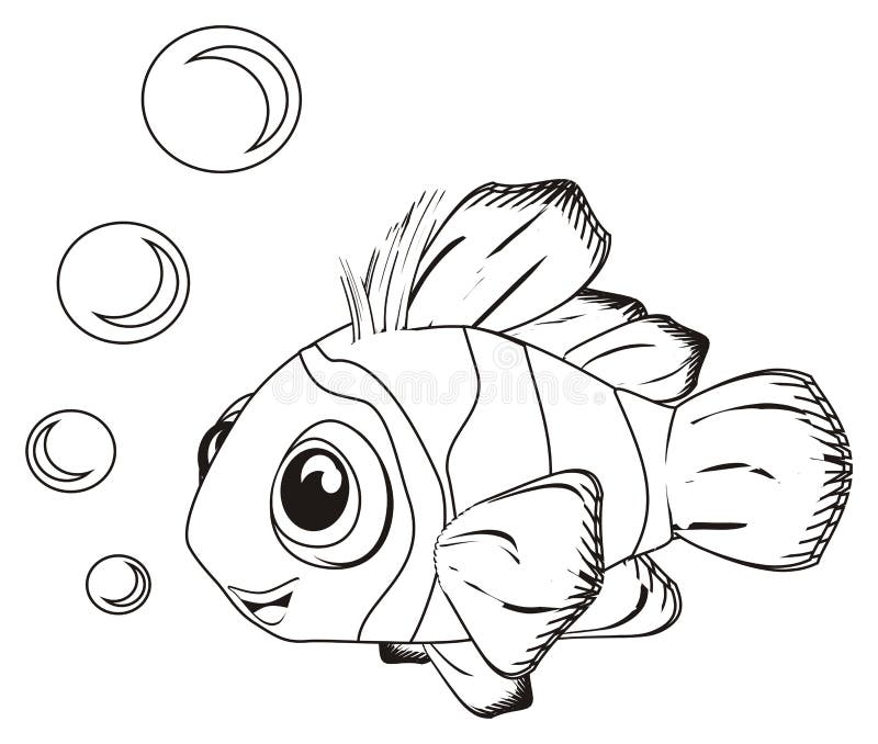 Coloring fish with bubbles stock illustration. Illustration of bubbles ...
