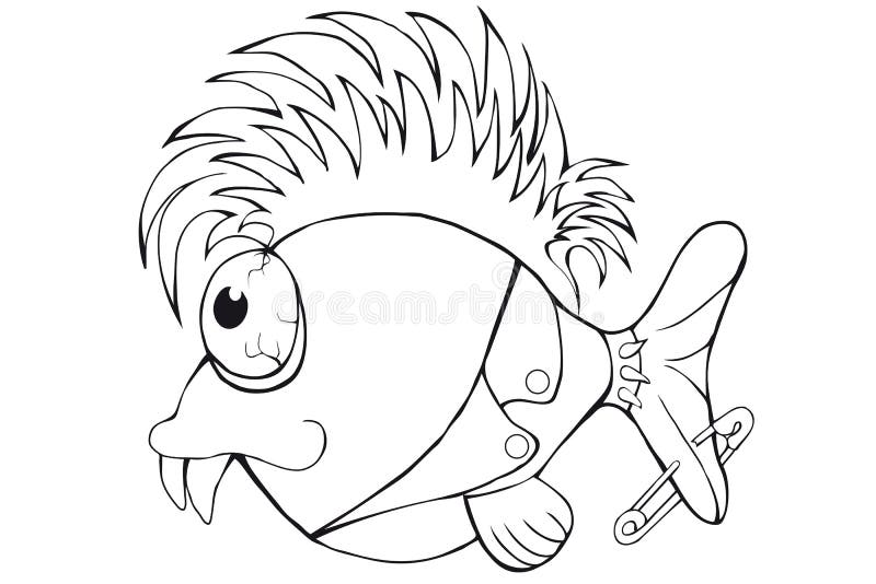 Coloring Fish Punk. Isolated Image on White Background Stock Vector ...
