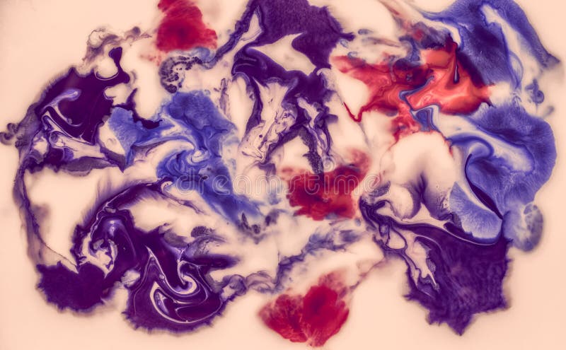 Ink Flowing and Mixing with Colored Powder in Milk. Stock Photo - Image ...