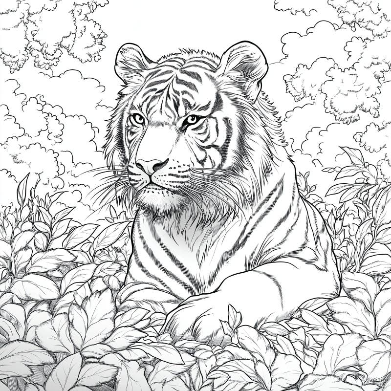 Coloring for Kids, Coloring Animal Tiger. Stock Image - Image of book ...