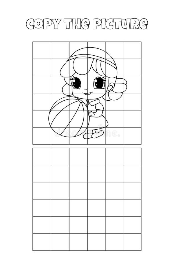 Coloring for Kids - Draw the Girl on the Grid Stock Vector ...
