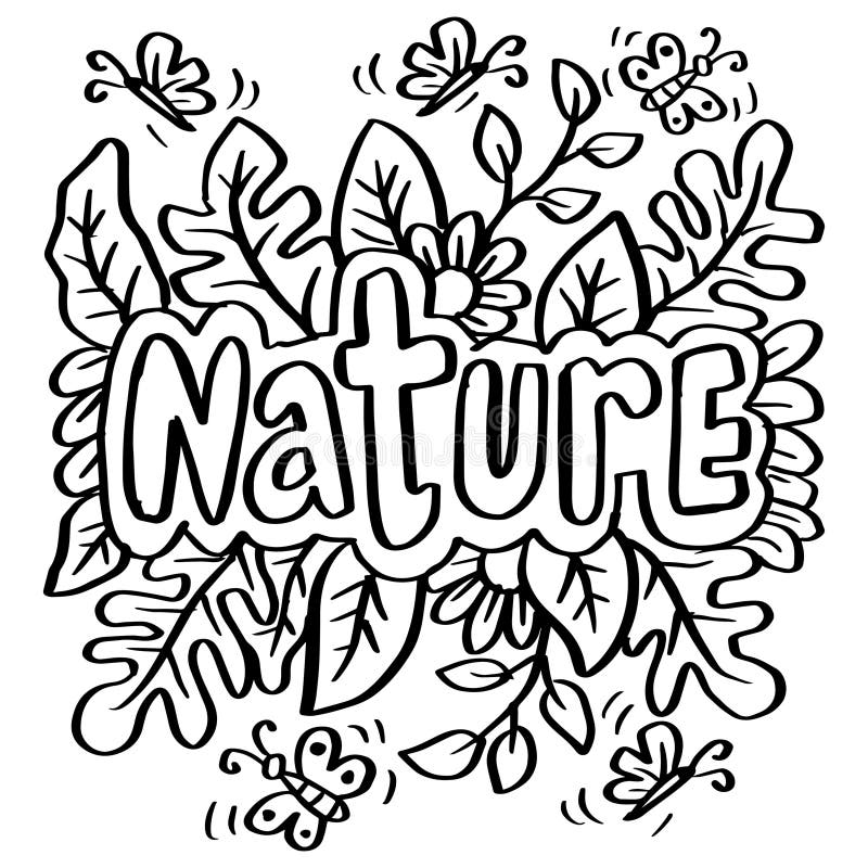 Coloring nature lettering. stock vector. Illustration of motivation ...