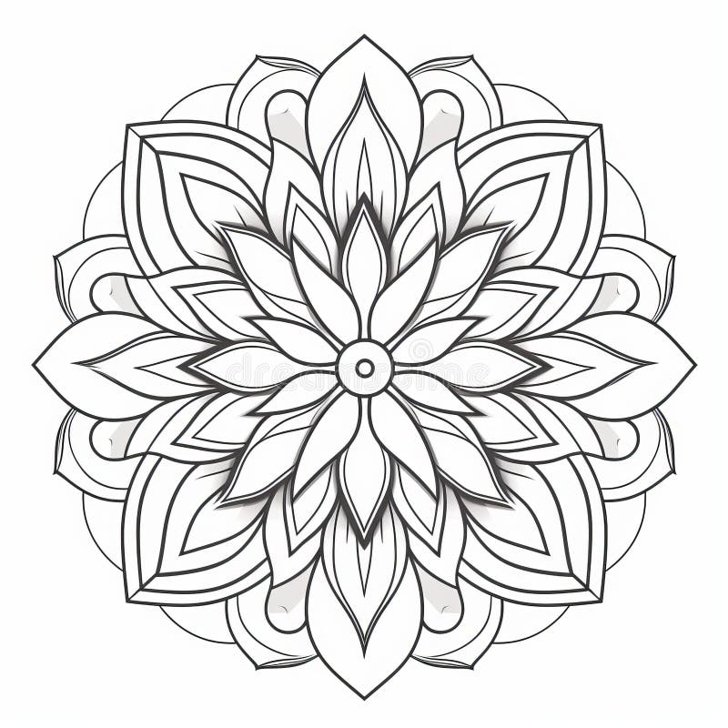 Elegant Flower Mandala Coloring Page for Relaxation and Creativity ...