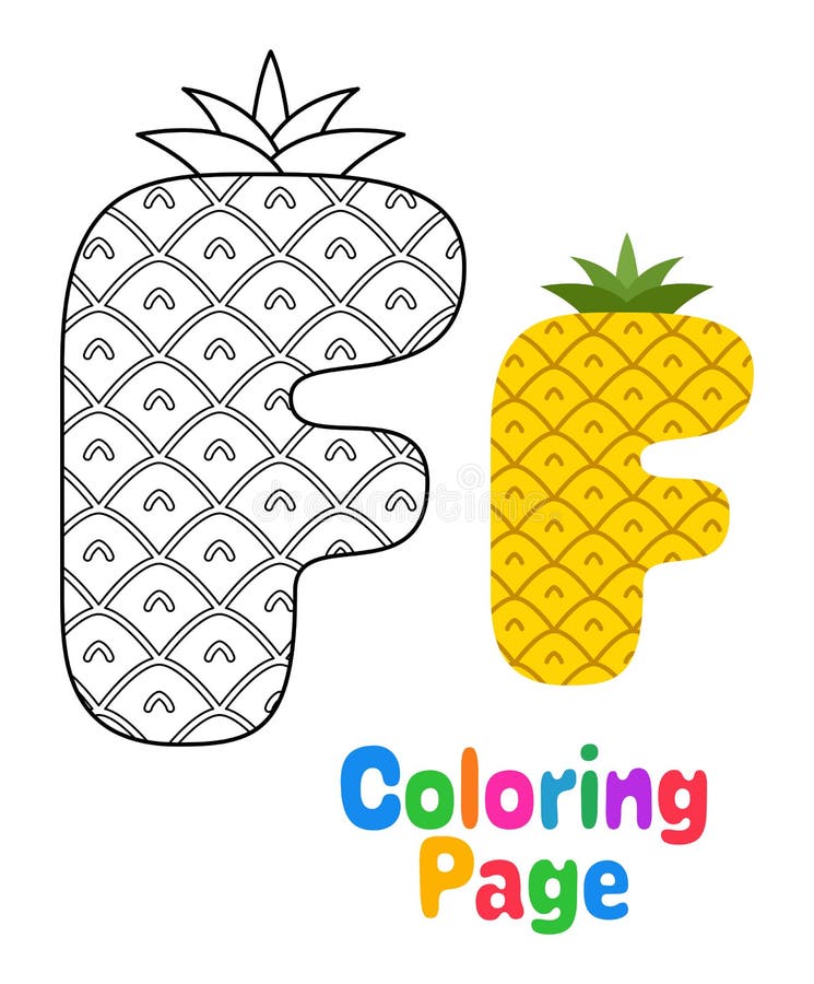 Coloring Page with Alphabet F for Kids Stock Vector - Illustration of ...