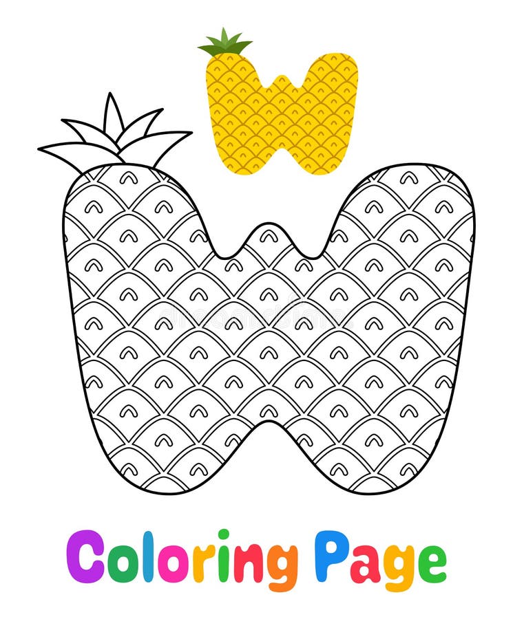 Coloring Page with Alphabet W for Kids Stock Vector - Illustration of ...