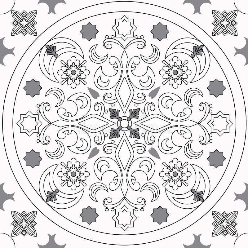 Coloring Page Book with Decorative Seamless Black and White Pattern ...