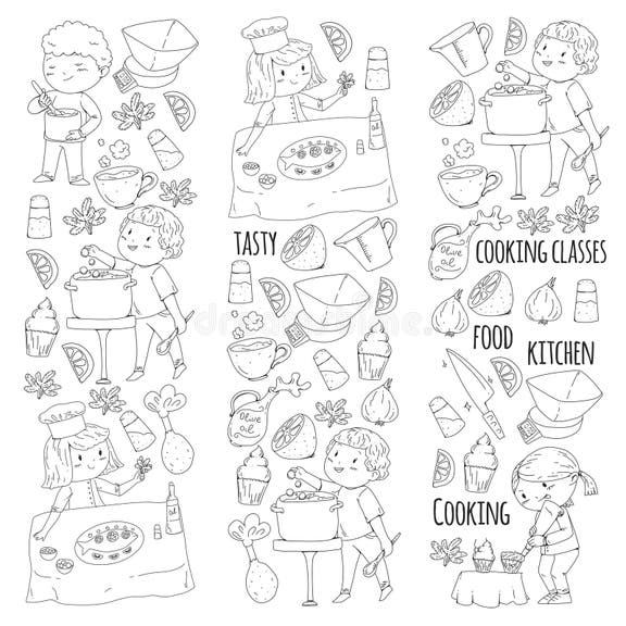 Girl Cooking Coloring Page Stock Illustrations – 140 Girl Cooking ...