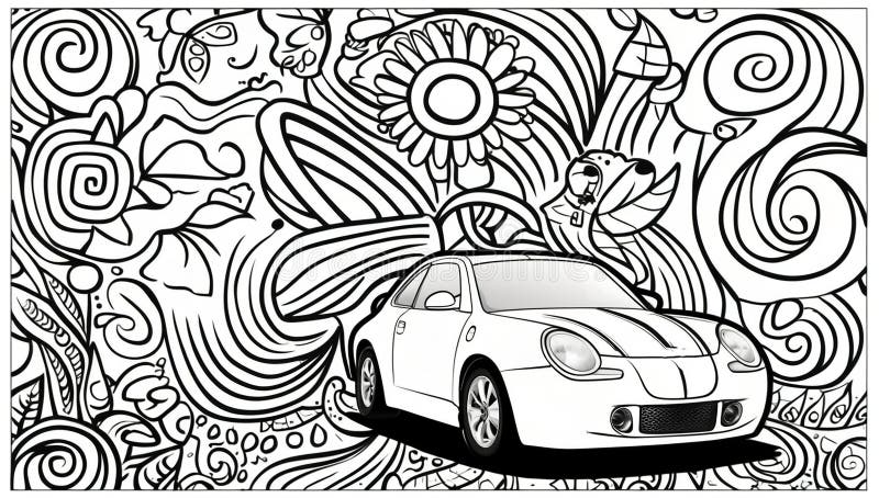 Coloring page, car design stock illustration. Illustration of unique ...