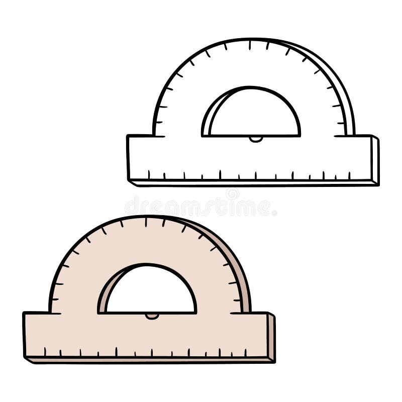 Coloring Page of Cartoon Protractor with Example Stock Vector ...