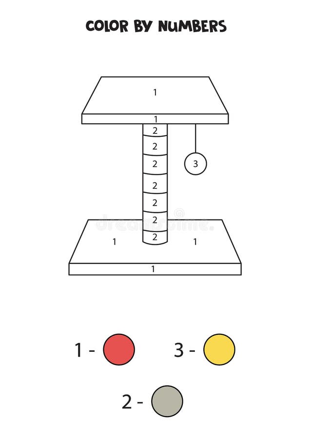 Color Scratching Post by Numbers. Worksheet for Kids. Stock Vector ...
