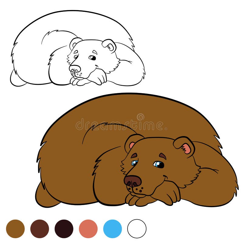 Coloring Page. Color Me: Bear. Cute Brown Bear. Stock Vector ...