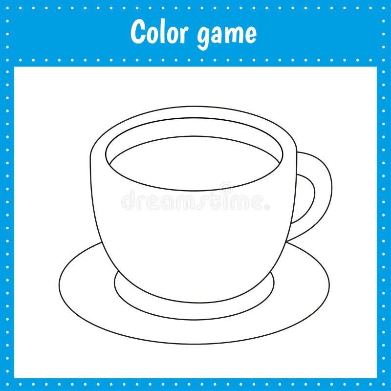 Coloring Page of a Cup for Kids Education and Activity. Vector Black ...