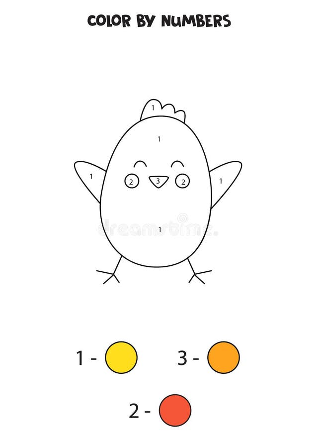 Color Cute Easter Chicken by Numbers. Worksheet for Kids. Stock Vector ...